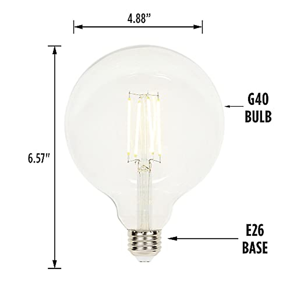 Westinghouse Lighting 5317500 6.5 Watt (60 Watt Equivalent) G40 Dimmable Clear Filament LED Light Bulb, Medium Base (6-Pack) (5317520)