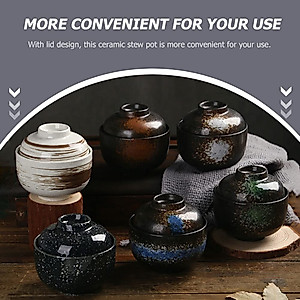 Angoily Ceramic Steamed Egg Bowl Small Lidded Ceramic Steaming Pot Steamed Food Bowl Ceramic Stockpot Ceramic Soup Pot Japanese Snack Bowl Soup Bowls with Lids French Ceramics Shabu Shabu