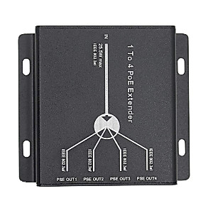 BeElion PoE Extender Ethernet Repeater 10/100Mbps, 1In/4Out 10/100BASE-TX IEEE802.3at (Power-in) to IEEE802.3af (Power-Out) PoE Extender for Ethernet/PoE Power, IP Camera,Other Network