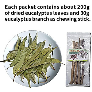 NEOUZA Sugar Glider Small Animal Bedding, Chew Treats, Molar Toys, 200g Natural Dried Eucalyptus Leaves and Twigs (200g Eucalyptus Leaves)