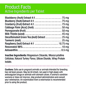 Only Natural Pet Whole Food Antioxidant Green Tea & Berry Antioxidant Vitamin Supplement Blend for Dogs & Cats to Support A Healthy Immune System, Fight Free Radical Damage - 60 Soft Chews