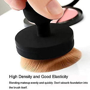 Flat round shaped Foundation Makeup Brush, Kabuki Liquid Foundation Brush Portable Cosmetic Brush Large Full Coverage Face Body Makeup Brush with Protective stand