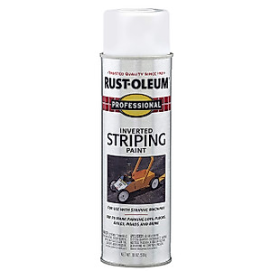 Rust-Oleum 2593838 Professional Inverted Striping Spray Paint, 18 oz, White