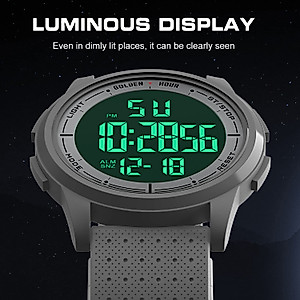 GOLDEN HOUR Ultra-Thin Minimalist Sports Waterproof Digital Watches Men with Wide-Angle Display Rubber Strap Wrist Watch for Men Women in White
