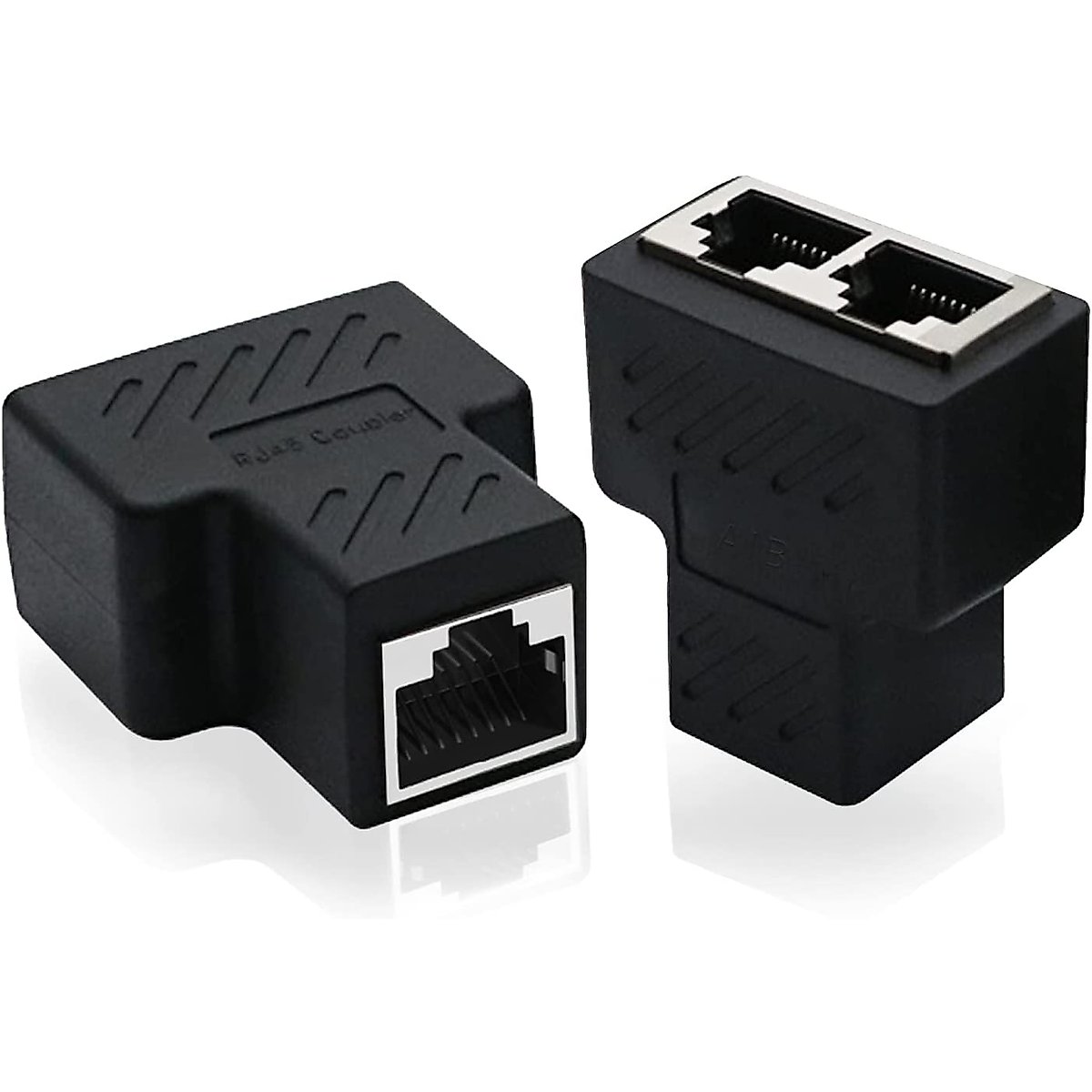 2 pieces RJ45 Coupler, Ethernet Coupler, in Line Coupler for Super Cat5, Cat5e, Cat6, Cat7 LAN Ethernet Socket Connector Adapter, 1 to 2 Ethernet Splitter Coupler Adapter