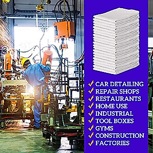 ZUPERIA Cotton Terry Towels Cleaning Cloths, 100% Cotton Terry Cloth Bar Rags White Bar Towels, Multipurpose High Absorbent Pack of 50 (12"x12") Terry Towels for Detailing or Painters (White)