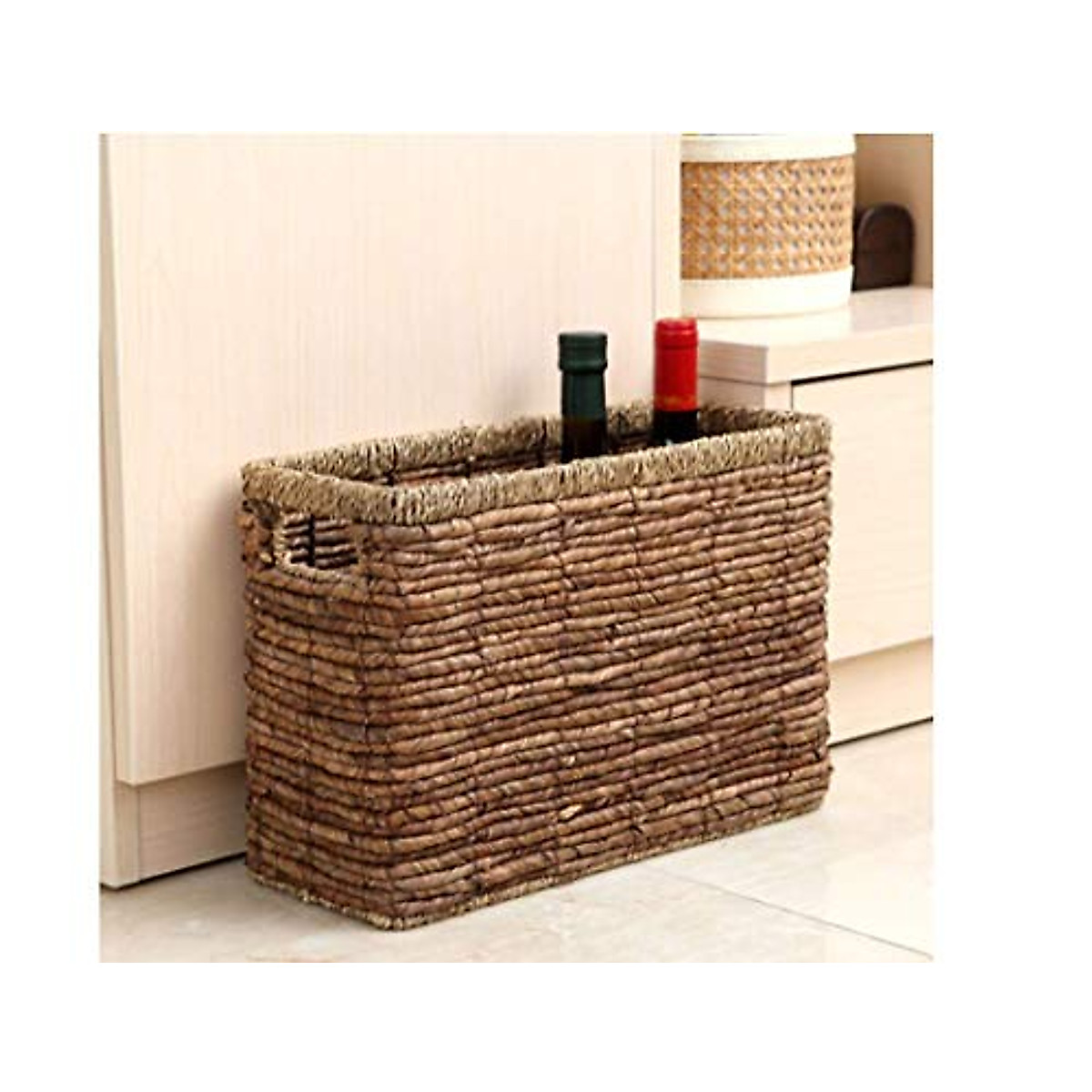 KXA Straw Magazine Basket Storage Basket Magazine Basket Rectangular Storage Basket Vintage Chinese Finishing Basket 26 38 15cm