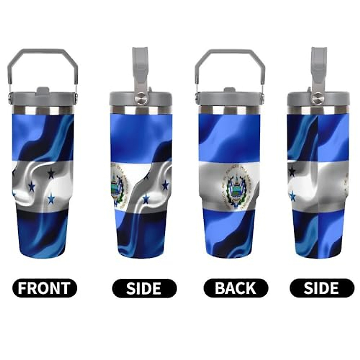 El Salvadorean Honduras Flag 30 OZ Insulated Tumblers with Handle And Straw Leakproof Vacuum Insulated Stainless Steel Water Bottle for Car Fishing Travel