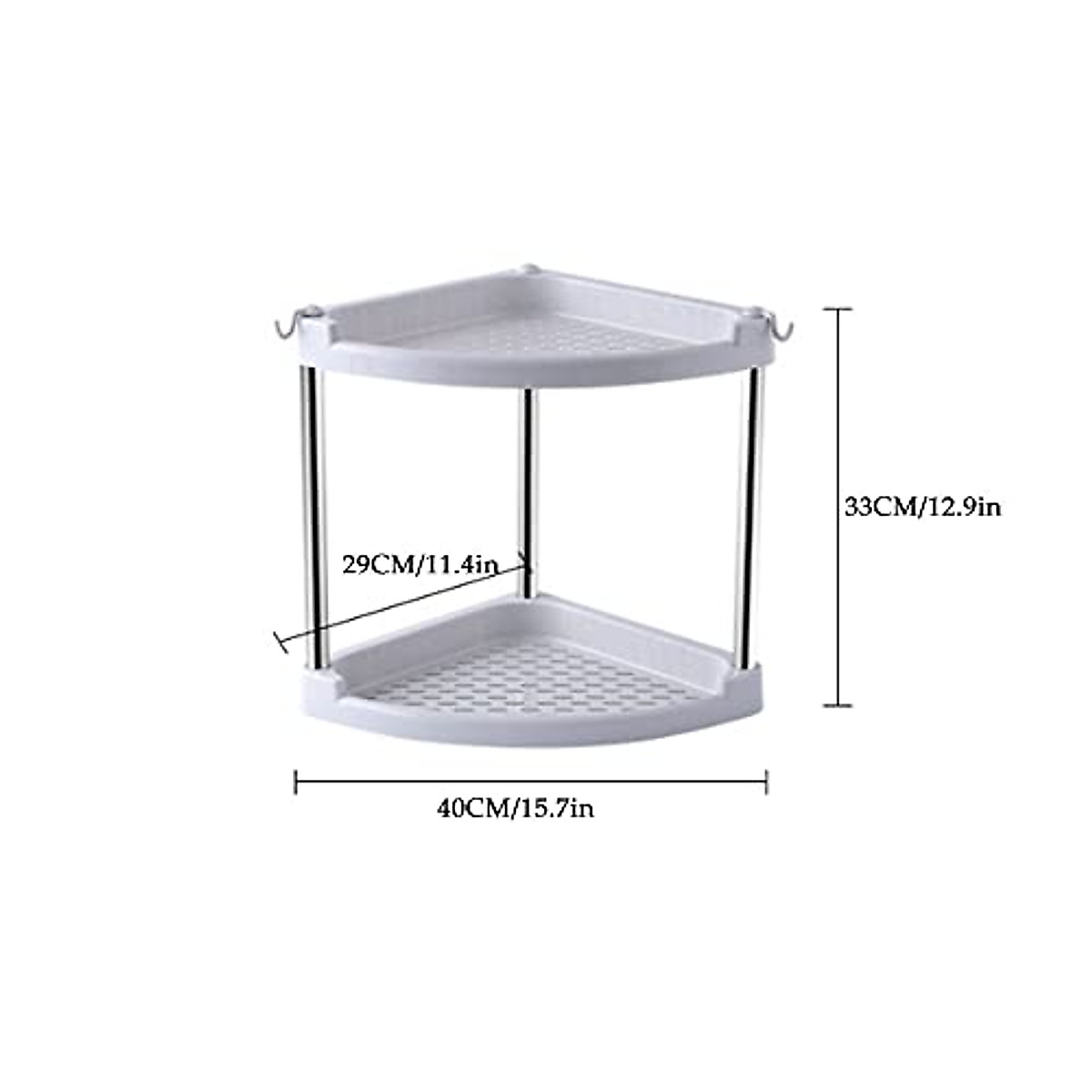 FIZZOQI 2/3 Layers Triangle Kitchen Counter Shelf Storage Organizer Corner Seasoning Standing Storage Rack Plastic Stainless Steel Organizer Shelf Multi-Functional Storage Shelf