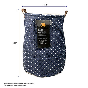 Collapsible laundry basket hamper. Round lunar canvas waterproof large storage bin baskets. Storage washing clothes and toys with handles and drawnstring 13.3"x 18.5"