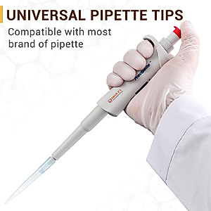 4E's USA 1000µL Pipette Tip - Universal Tips, RNase/DNase Free, Pyrogen Safe, Sterile Blue Pipette Tip with Filter, 96 Tips Racked