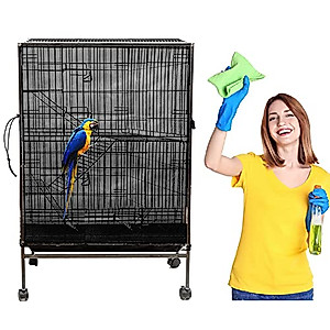 Bird Cage Covers for Night Cage Covers Petbirds Parakeet Cage Cover Pet Birds Adjustable Bird Cage Cover for Bird Critter Cat Cage to Small Animal Privacy & Comfort (Black)