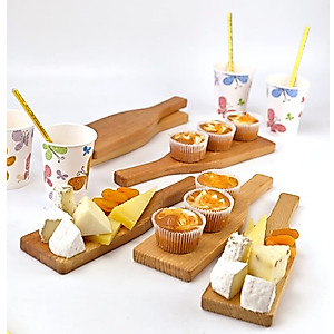 WOODLA Individual Charcuterie Cheese Serving Boards Set of 6 Pcs, Mini Wood Cutting Board with Handle, 11x3 Inches