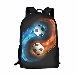 Mumeson Teenagers Backpack Bookbag Soccer Print Daypack for Sport Outdoor Travel Double Zipper Closure Schoolbags Back to School 17 inch Backpacking