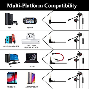 Keeyteek Wired Gaming Earbuds with Microphone, Gaming Headset for PS4 Xbox One, in-Ear Gaming Earphones for Laptop Mac PC, 3.5mm Jack, K23-Black