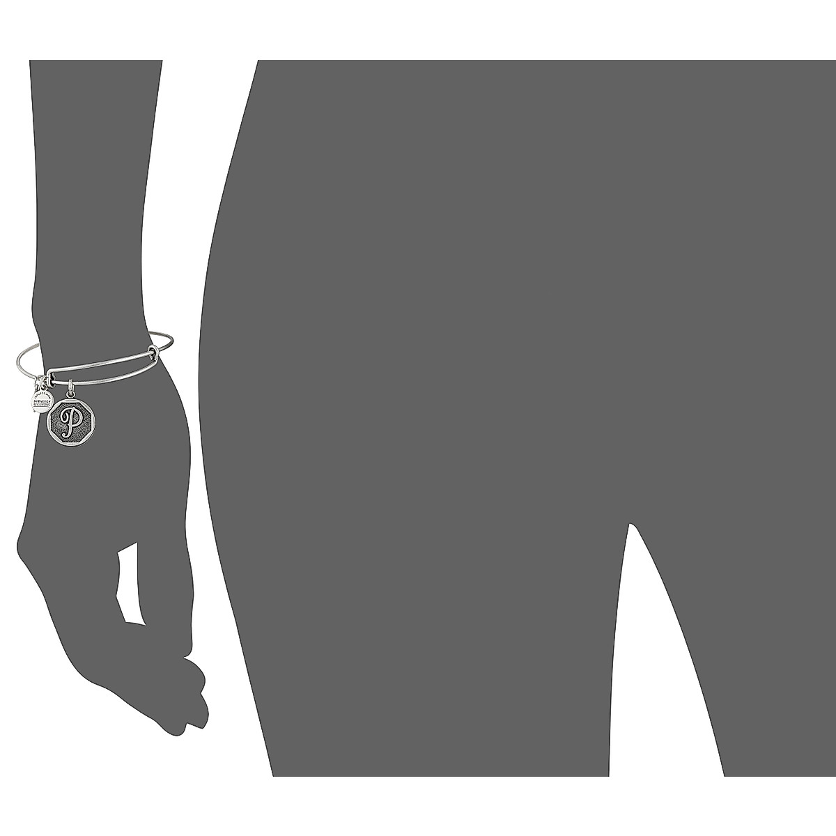 Alex and Ani Rafaelian Silver-Tone Initial "P" Expandable Wire Bangle Bracelet, 2.5"