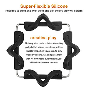 Silicone Trivet Mat,Stainless Steel Hot Pot Holder,Kitchen Trivets for Hot Dishes,Silicone Trivet for Hot Pots and Pans,Foldable Table Pad Tableware Placemat for Hot Pans Bowls(Black)