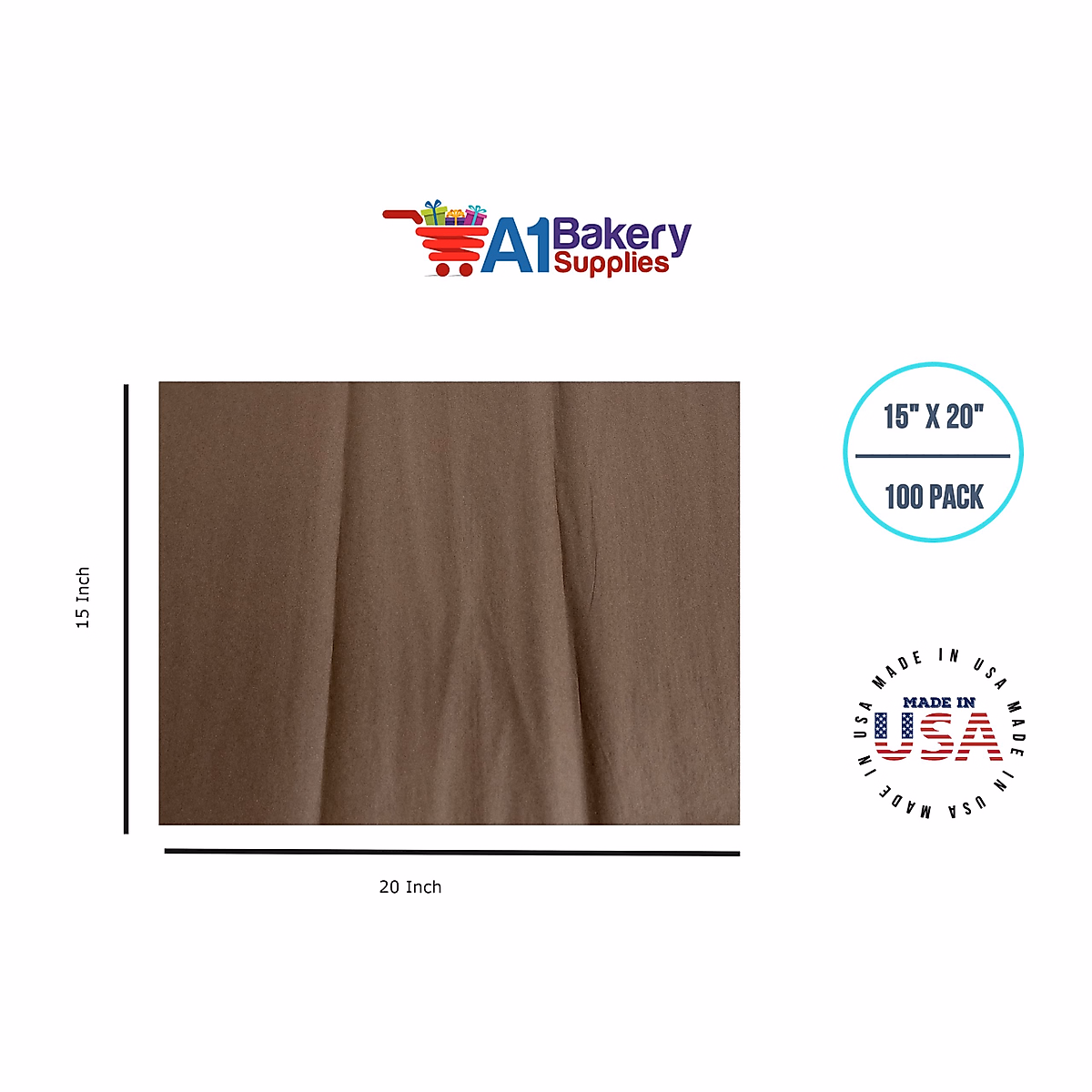 Chocolate Tissue Paper 15 Inch X 20 Inch - 100 Sheet Pack