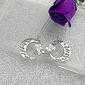 YOUFENG Gifts for Mom I Love You to the Moon and Back Mother Daughter Necklaces Pendant 2pc set Mothers Day Gifts (Mom daughter necklace set)