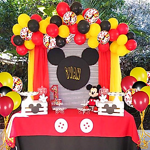 JOYYPOP 80 pcs Black Red Yellow Latex Balloons with Confetti Balloons for Baby Shower,Mouse balloon Theme Party Decoration,Brithday Party