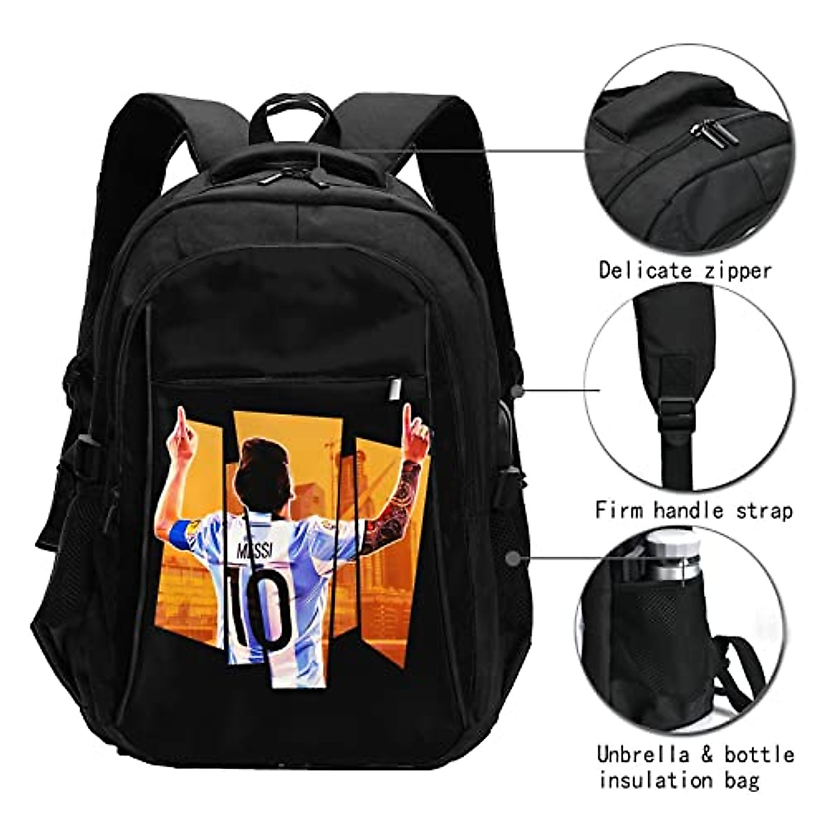 Luja Dling #10 Messi 2023 Adult Backpacks Bag Laptop Bag Bookbag Usb Backpack 17 Inch For Daily