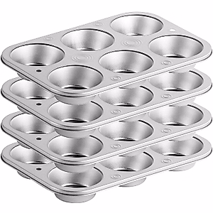 DecorRack 4 Pack Non-Stick Muffin Pans, 6-Cup, Bakeware for Baking Cupcakes (Pack of 4)