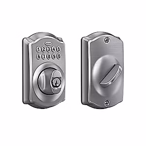 Schlage BE365 CAM 626 Camelot Keypad Deadbolt, Electronic Keyless Entry Lock, Satin Chrome