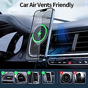 Qaqvav Magnetic Phone Holder for Car, Compatible with MagSafe Wireless Charger, 360° Adjustable Strong Magnetic for Car iPhone Holder Mount, Fit for iPhone 14 13 12 Pro Plus Max Mini