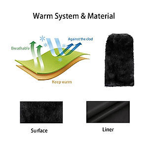 JANFINE Women's Fur Leg Warmers Boot Winter Faux Rabbit Fur Furry Fuzzy Leg Warmer Cuffs Cover For Women(40CM-Black)