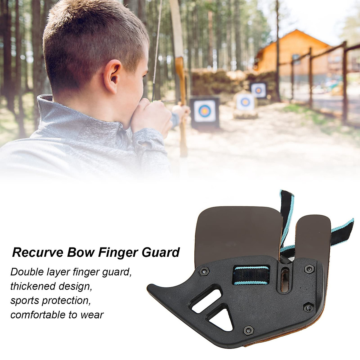 SUNGOOYUE Leather Archery Finger Tabs, Adjustable Recurve Bow Finger Guard Protective Gear for Archery Practice