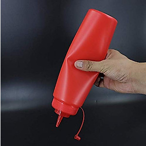 3PCS 360ML/12OZ Refillable Empty Squeeze Sauce Condiment Plastic Bottles Container Food Grade Salad Dressing Storage Jar With Cap For Oils Ketchup Mustard Vinegar Cream Honey Mayonnaise(Random Color)