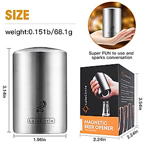 Beer Bottle Opener, Automatic Magnetic Bottle Openers, Funny Gifts, Soda Cap Opener, Stainless Steel Push Down Opener, My Beer Buddy, 2 Openers, 20 Stickers