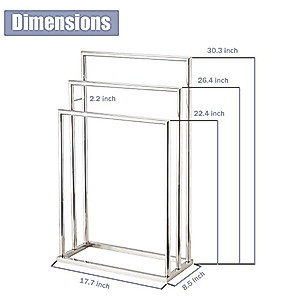 Freestanding Towel Rack，Naturous 3 Tier Metal Towel Bar Stand Stainless Steel Bathroom Towel/Kitchen Towel Rack Stand