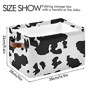 Qilmy Animal Cow Print Storage Basket, Durable Canvas Organizer With Handles Large Collapsible Storage Bins Boxes for Home Office Closet - 1pack