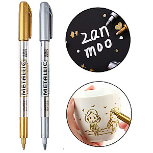 MYARTOOL Metallic Marker Pens, Gold and Silver Metallic Permanent Markers for Artist Illustration, Crafts, Gift Card Making, Scrapbooking, Fabric, DIY Photo Album, Value Set of 8