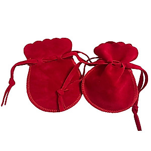 wanerxin 10pcs Mini Small Velvet Drawstring Pouches Gift Bags for Jewelry,Ring,Earrings,Earphone,Wedding Favors, Party Favors,2.7" X 3.6"(red)