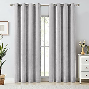 Melodieux Elegant Cotton Room Darkening Blackout Curtains for Living Room Bedroom Thermal Insulated Grommet Drape, 52 by 96 Inch, Grey (1 Panel)