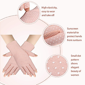 SATINIOR 4 Pairs Women Sunscreen Fingerless Gloves UV Protection Gloves Summer Sunblock Gloves for Driving, Medium(Round Dot)