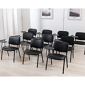 HNY Black Tablet Arm Chairs Set of 15, Mesh Office Waiting Room Chairs Guest Nesting Stacking Chairs, Reception Chairs with Flip-Up Table Conference Chairs for School Classroom Training Meeting Room
