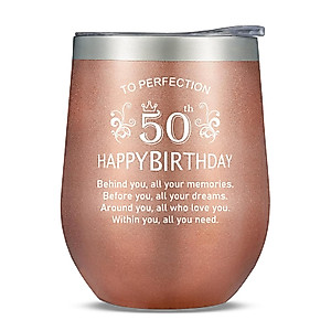 21st Birthday Gifts for Her, 2003 Happy 21st Birthday Decorations for Her, Women, Daughter, Friend, Sister Unique Turning 21 Gift Funny Gift Ideas for 21 Years Old - 12 Oz Wine Tumbler (Rose Gold)