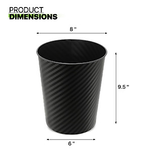 Magshion Small Trash Can Wastebasket, Open-Top Garbage Bin Container Paper Waste Basket for Bathrooms, Laundry Room, Kitchens, Offices, Kids Rooms, Dorms (1.3 Gallon, 2 Pack, Black)