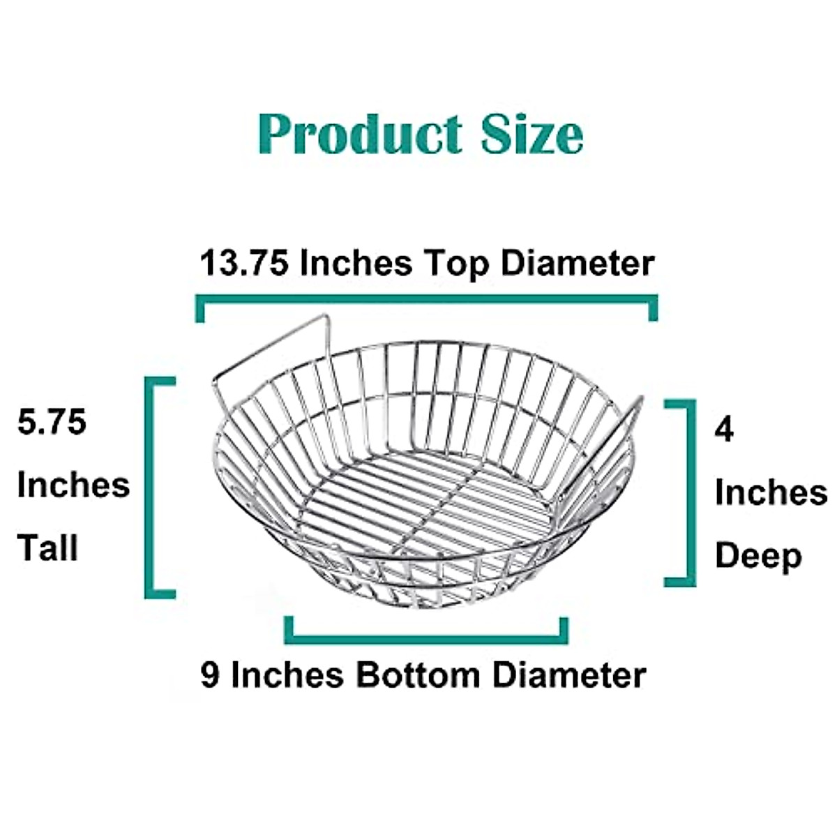 Charcoal Ash Basket for Large Big Green Egg Grill, Kamado Classic, Pit Boss, Louisiana Grills, Primo Kamado Grill and Large Grill Dome, Heavy Duty Stainless Steel