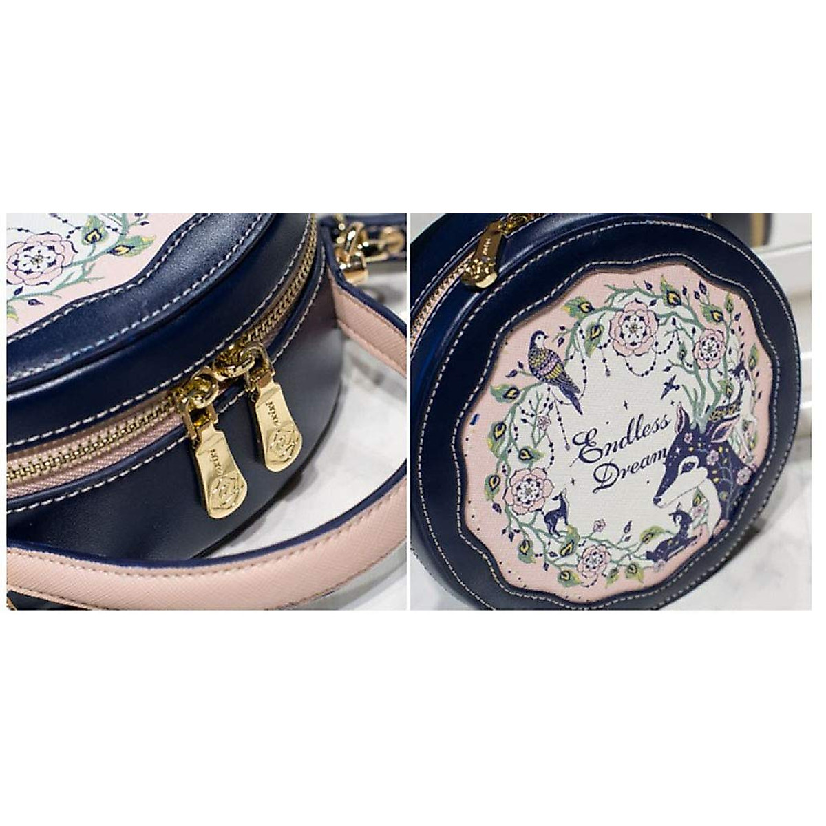 Nite closet Lolita Purses Crossbody for Women Small Handbag Cute Round Shoulder Bag (Navy)