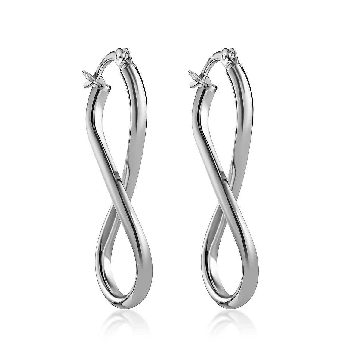 Pori Jewelers Sterling Silver Infinity Hoop Earrings (Silver)