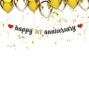 Maicaiffe Happy 1st Anniversary Banner - for 1st Wedding Anniversary / 1st Anniversary Party / 1st Birthday Party Decorations (1st)