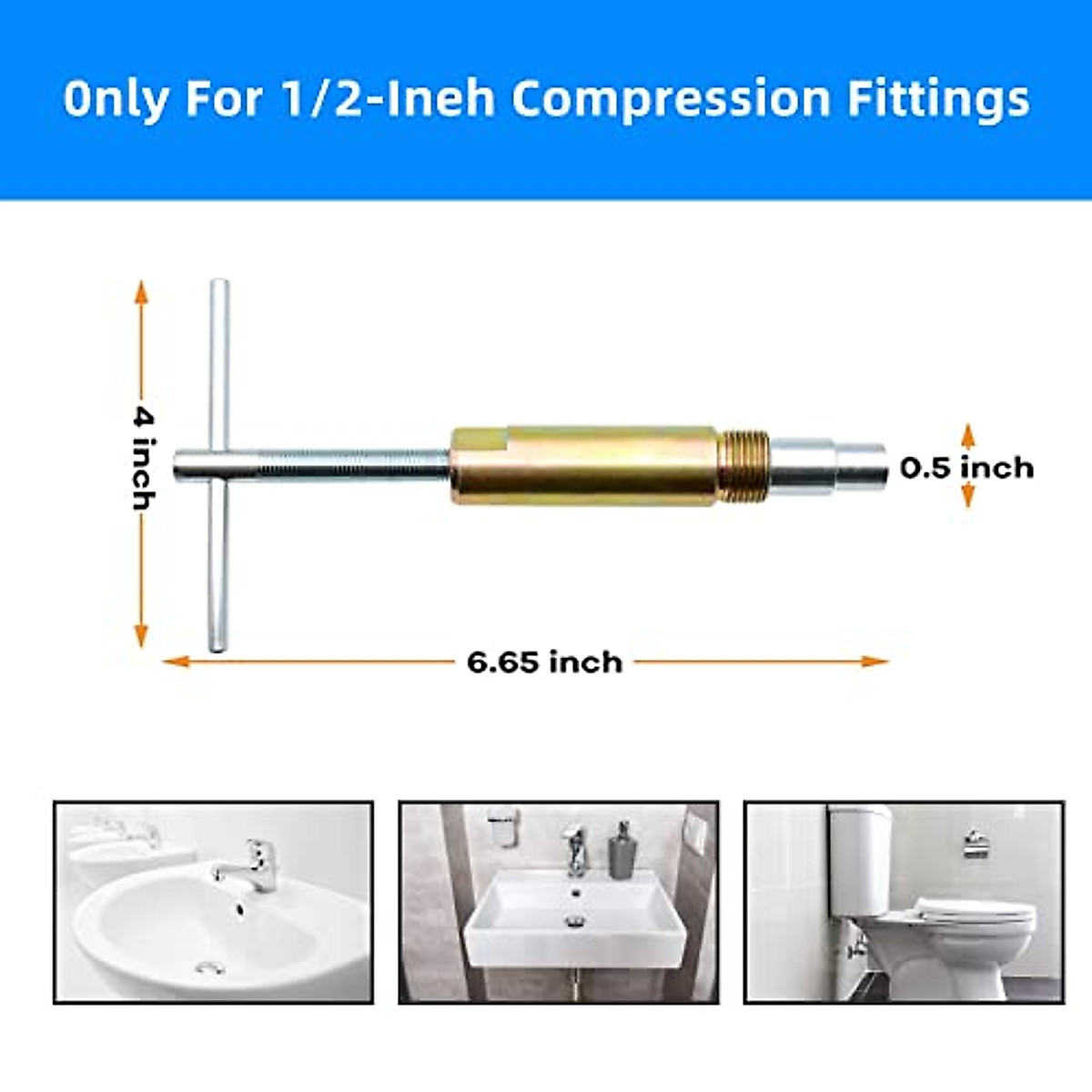 Compression Sleeve Puller - Remove Nut & Ferrule of Pipe 03943 - Sleeve Remover for 1/2-Inch Compression Fittings Only - Plumbing Tools Compression Ring Removal Tool - Corroded & Frozen Supply Stops