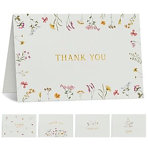 Beautiful Thank You Cards Set of 20 With Envelopes and Stickers - Elegant Blank Cards For Personalized Notes - Perfect Bulk Stationary Set For All Occasions incl. Weddings, Business & Baby Showers