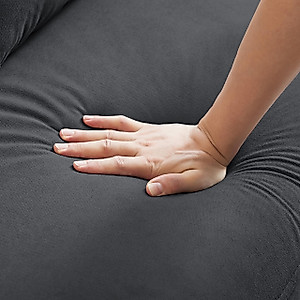 Tornama 48" Small Loveseat Sofa, Mid Century Modern Love Seat Couch, 2 Seat Tufted Couches with Throw Pillows for Living Room, Apartment, Bedroom and Small Spaces, Dark Grey