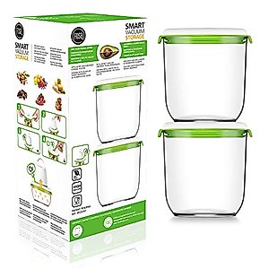 FOSA Vacuum Seal Food Storage System Reusable Large Containers, 2 pack, 45 oz size (Vacuum Pump not Included)