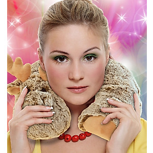 DolliBu Brown Moose Plush Neck Pillow - Soft Travel Neck Pillow Animal for Neck & Head Support, Cute Wild Life Stuffed Pillow Accessory for Naps, Novelty Stuffed Animal Headrest for Kids & Adults